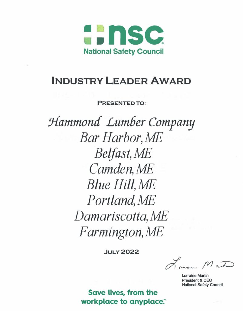 2022 Industry Leader Award Recipient - Hammond Lumber Company